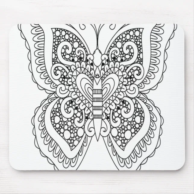 Adult Coloring Book Style Butterfly Self Coloring Mouse Pad | Zazzle