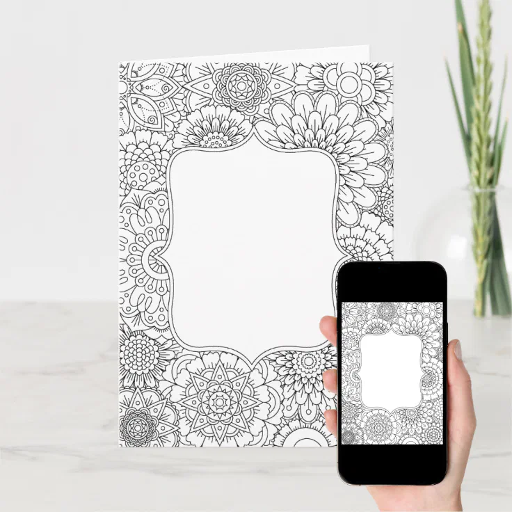 Adult Coloring Book Style DIY Greeting Card | Zazzle