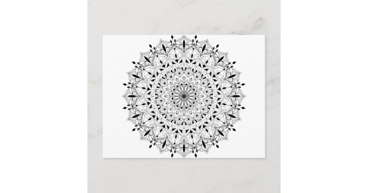 Adult coloring DIY mandala zen doodle flower Postcard | Zazzle