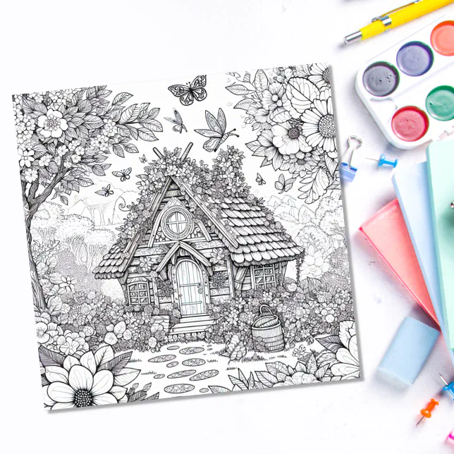 coloring book fairy houses