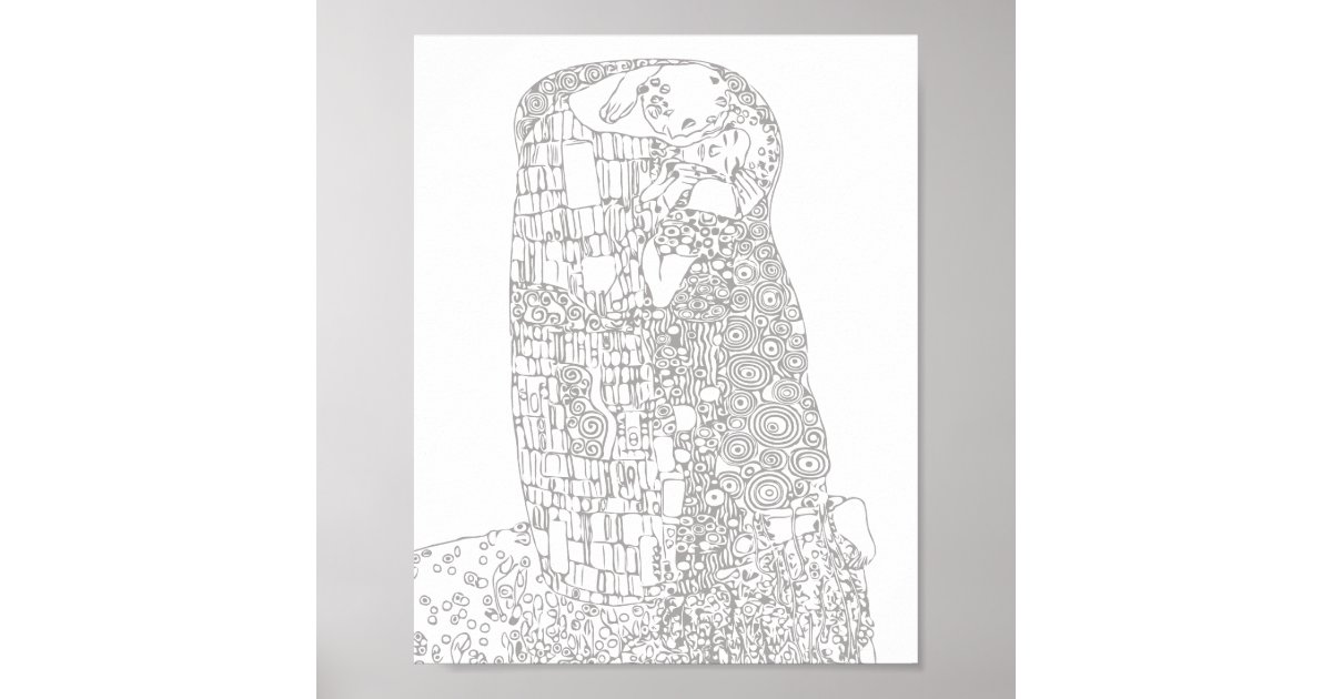 Adult Coloring | Klimt "The Kiss" Famous Art Poster | Zazzle