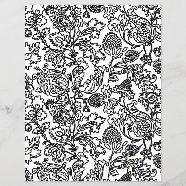 Adult Coloring Page - Jacobean Floral Damask | Zazzle