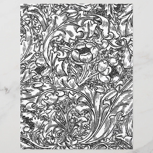 Adult Coloring Page - William Morris Floral | Zazzle