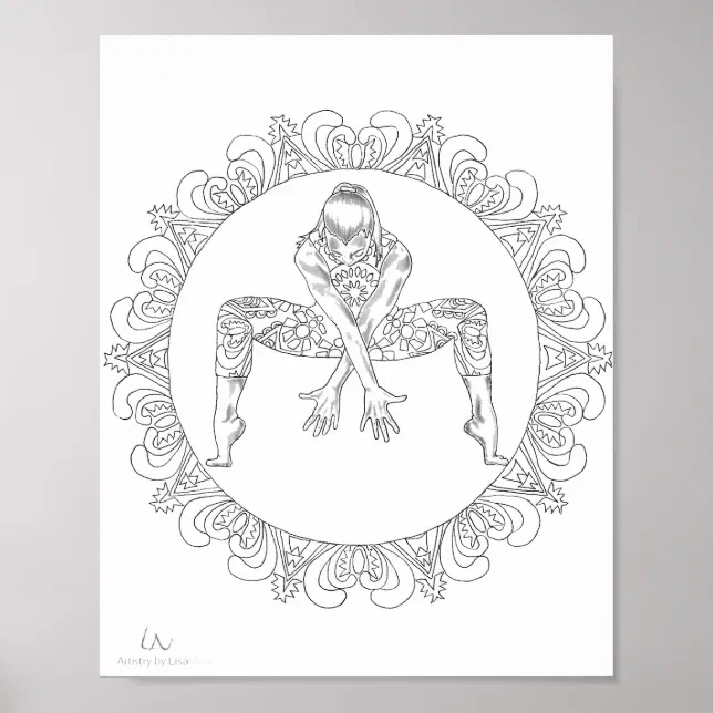 Adult Coloring Poster Mandala Dancing Dancer | Zazzle