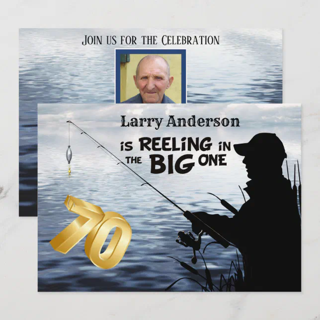 Adult Fisherman Milestone 70 Birthday the Big One Invitation | Zazzle