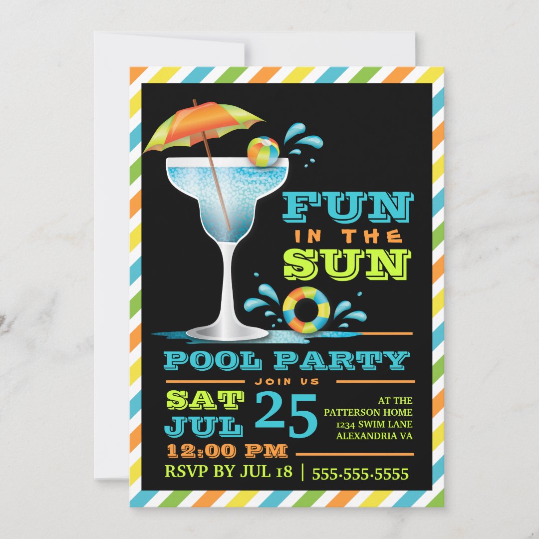 Adult Fun in Sun Pool Party Cocktail Invitation | Zazzle