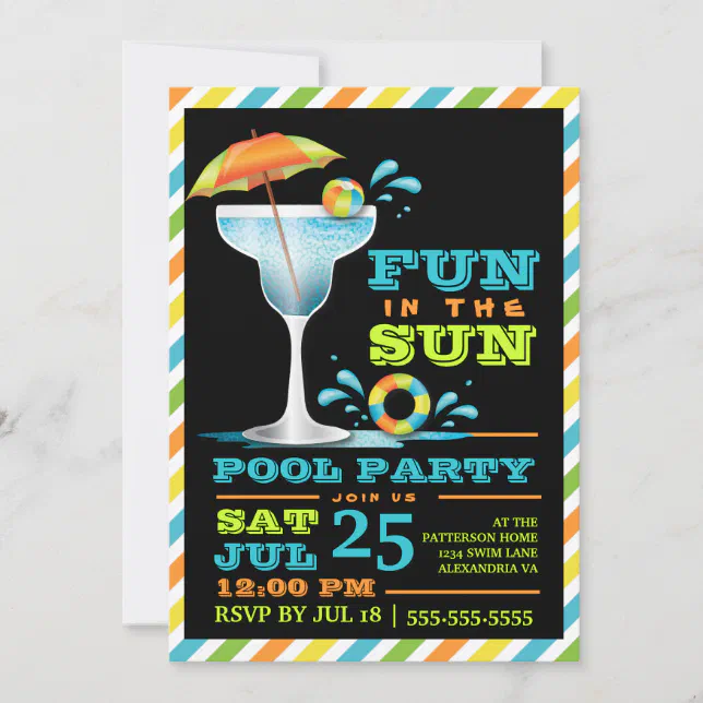 Adult Fun in Sun Pool Party Cocktail Invitation | Zazzle