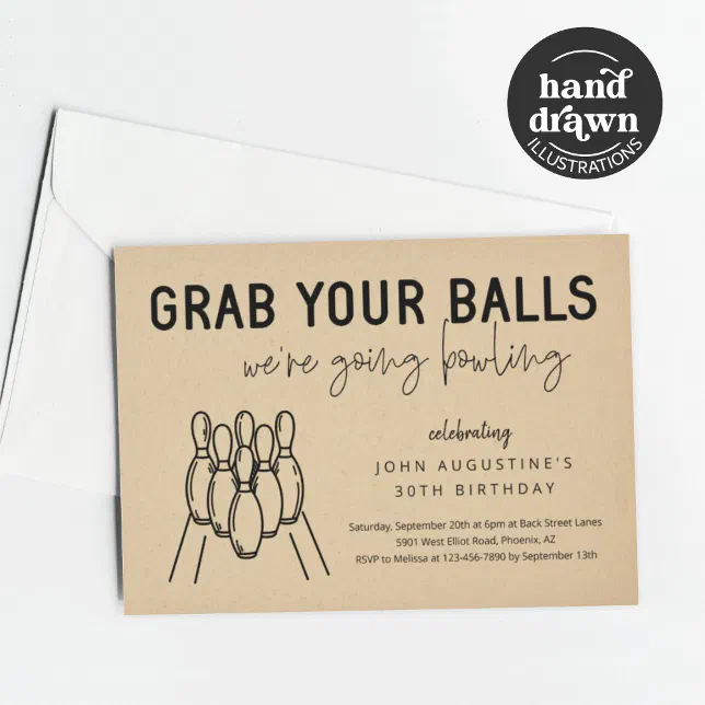 Adult Funny Bowling Party Invitation | Zazzle