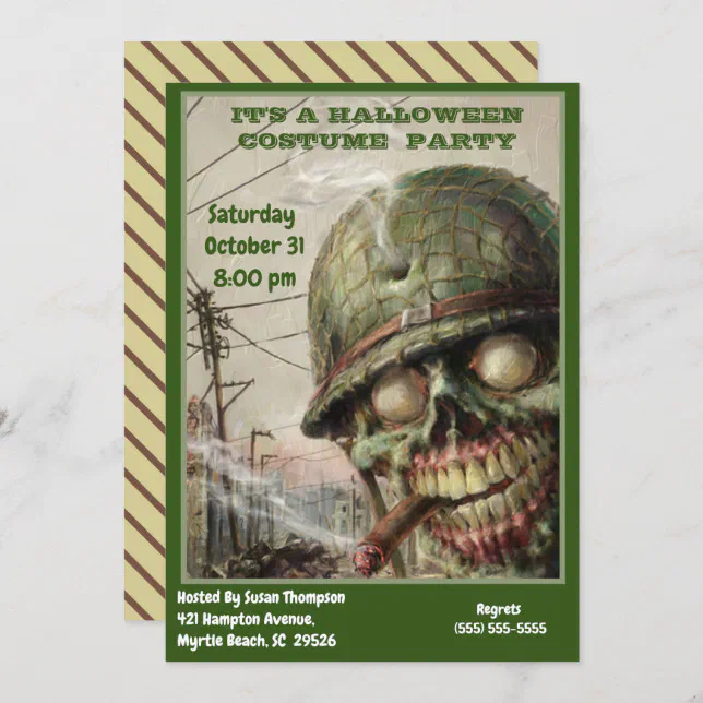 Adult Halloween Costume Zombie Party Invitations | Zazzle