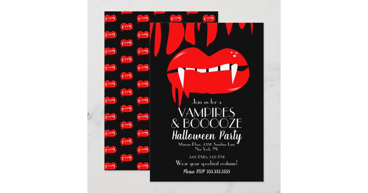 Adult Halloween Vampire Party Red Black Invitation | Zazzle