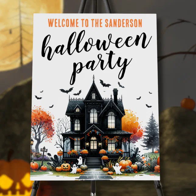 Adult Haunted House Halloween Party Sign | Zazzle