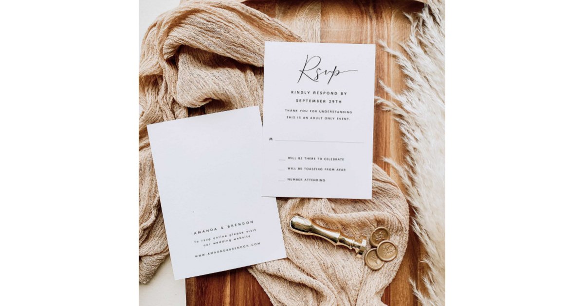 Adult Only Modern Calligraphy Wedding RSVP Card | Zazzle