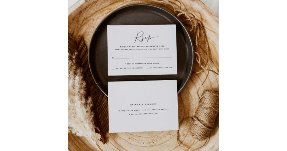 Adult Only | One Guest Wedding RSVP Card | Zazzle