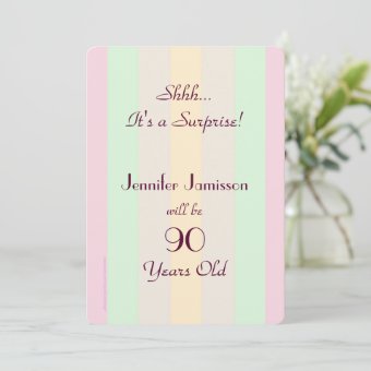 Adult Pastel Striped SURPRISE Party Invite | Zazzle