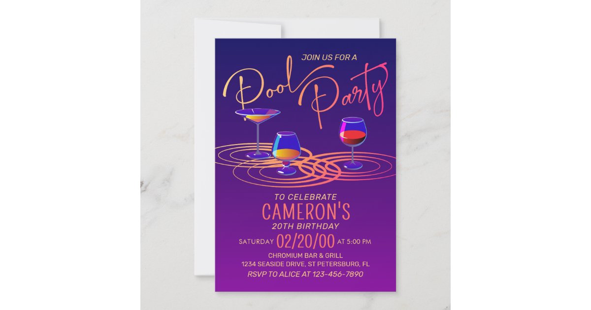Adult Pool Party Invitation | Zazzle