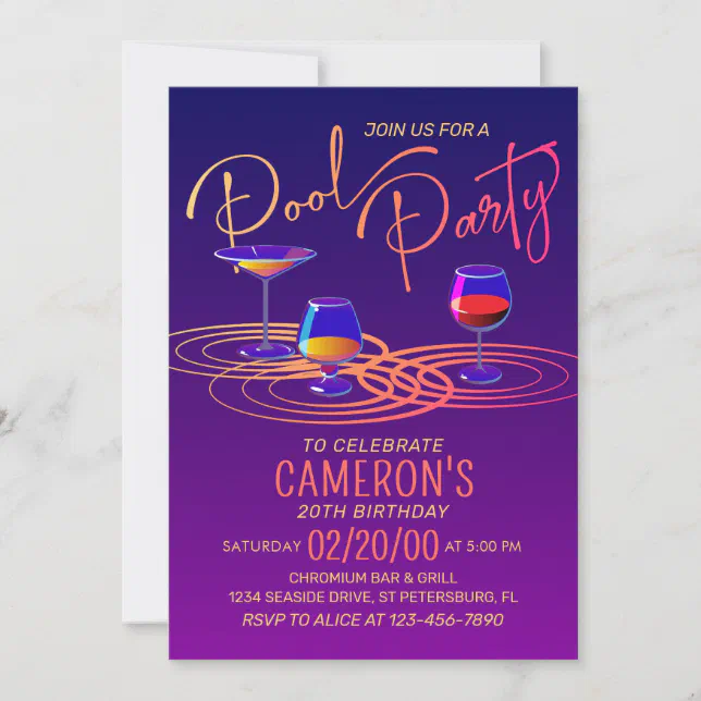 Adult Pool Party Invitation | Zazzle
