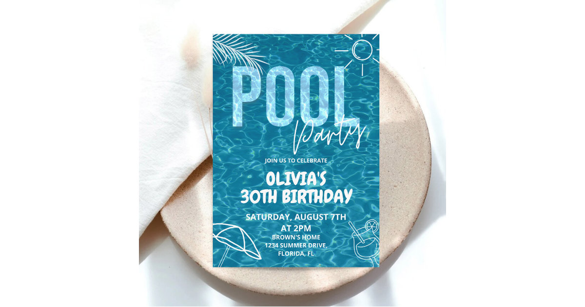 Adult Pool Party Invitation Adult Summer Birthday | Zazzle