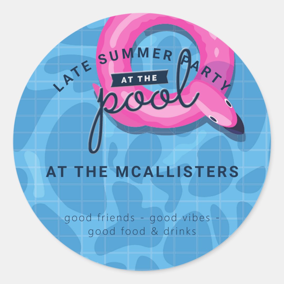 Adult Pool Party Late Summer Celebration Classic Round Sticker | Zazzle