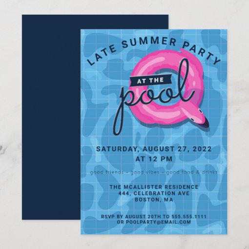 Adult Pool Party Late Summer Celebration Invitation | Zazzle