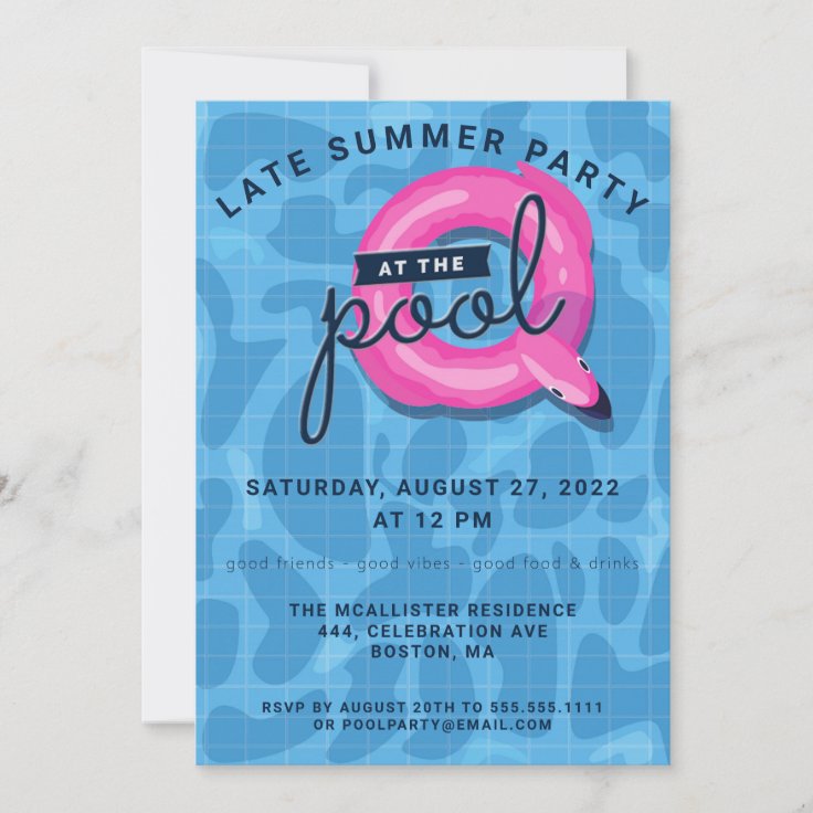 Adult Pool Party Late Summer Celebration Invitation | Zazzle