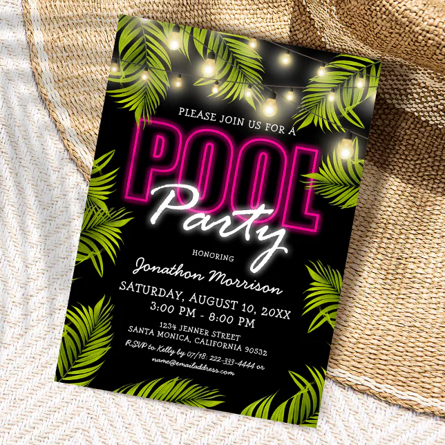 Adult Pool Party Summer Beach Birthday Invitation | Zazzle