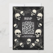Adult Skull Spider Webs QR Code Halloween Party Invitation | Zazzle