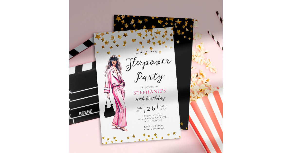 Adult Sleepover Party Fashion Pink 30th Birthday Invitation | Zazzle