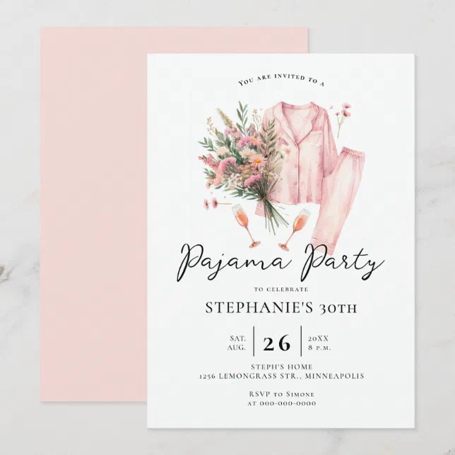 Adult Sleepover Party Wild Flowers 30th Birthday Invitation | Zazzle