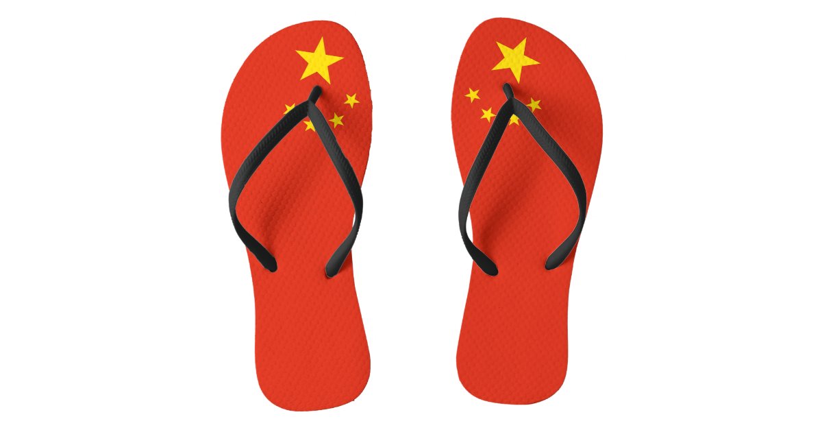 Adult Slim Straps with Flag of China Flip Flops | Zazzle