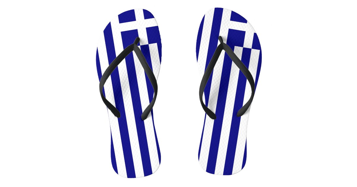 Adult Slim Straps with Flag of Greece Flip Flops | Zazzle