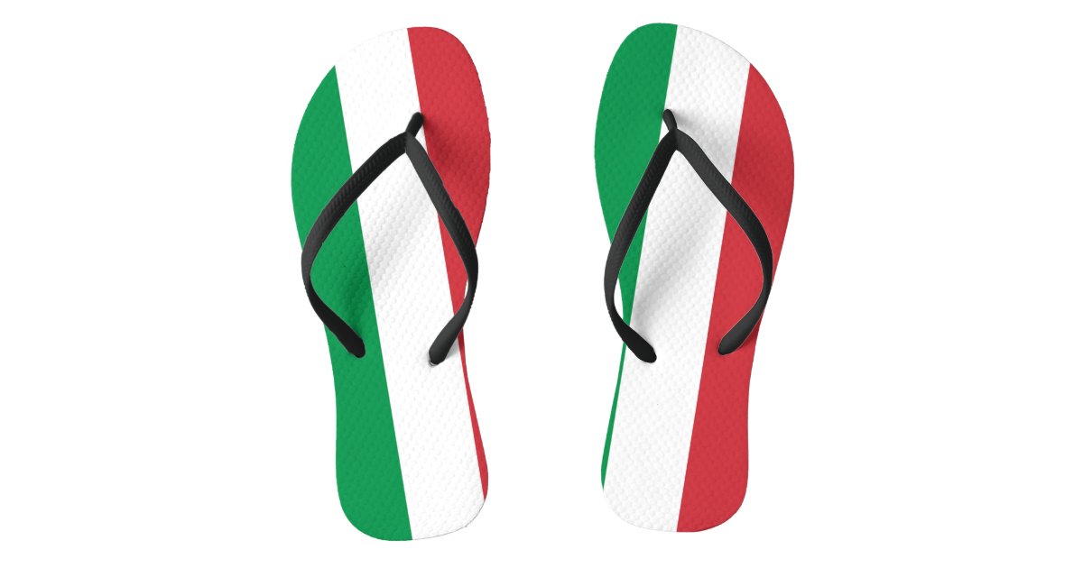 Adult Slim Straps with Flag of Italy Flip Flops | Zazzle