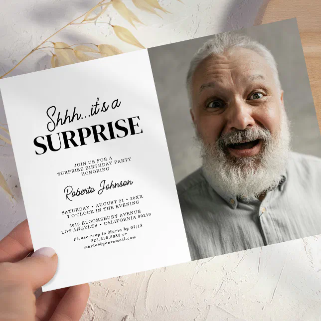 Adult Surprise Birthday Party Photo Invitation Zazzle