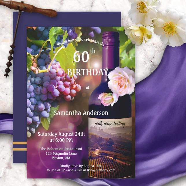 Adult Wine Tasting Birthday Invitation | Zazzle