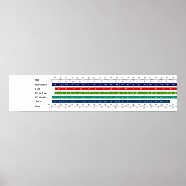 Adult Women's Shoe Size Comparison Chart | Zazzle
