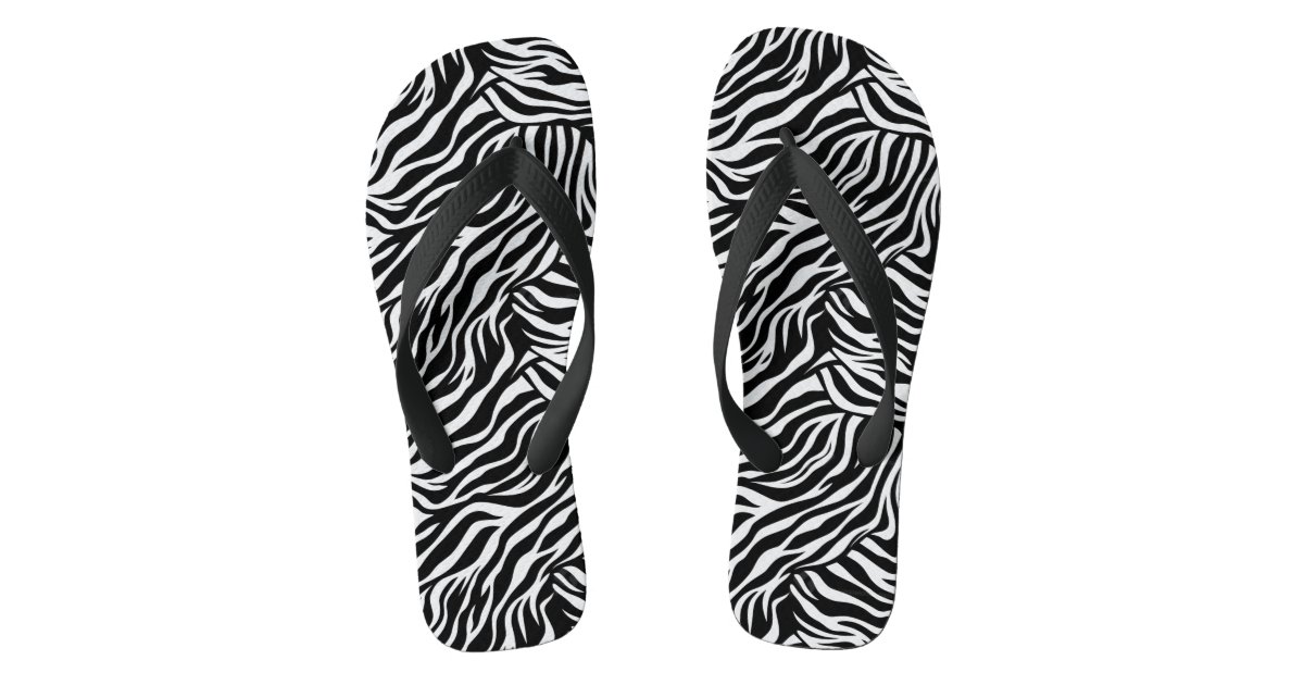 Adult Zebra Print Flip Flops | Zazzle