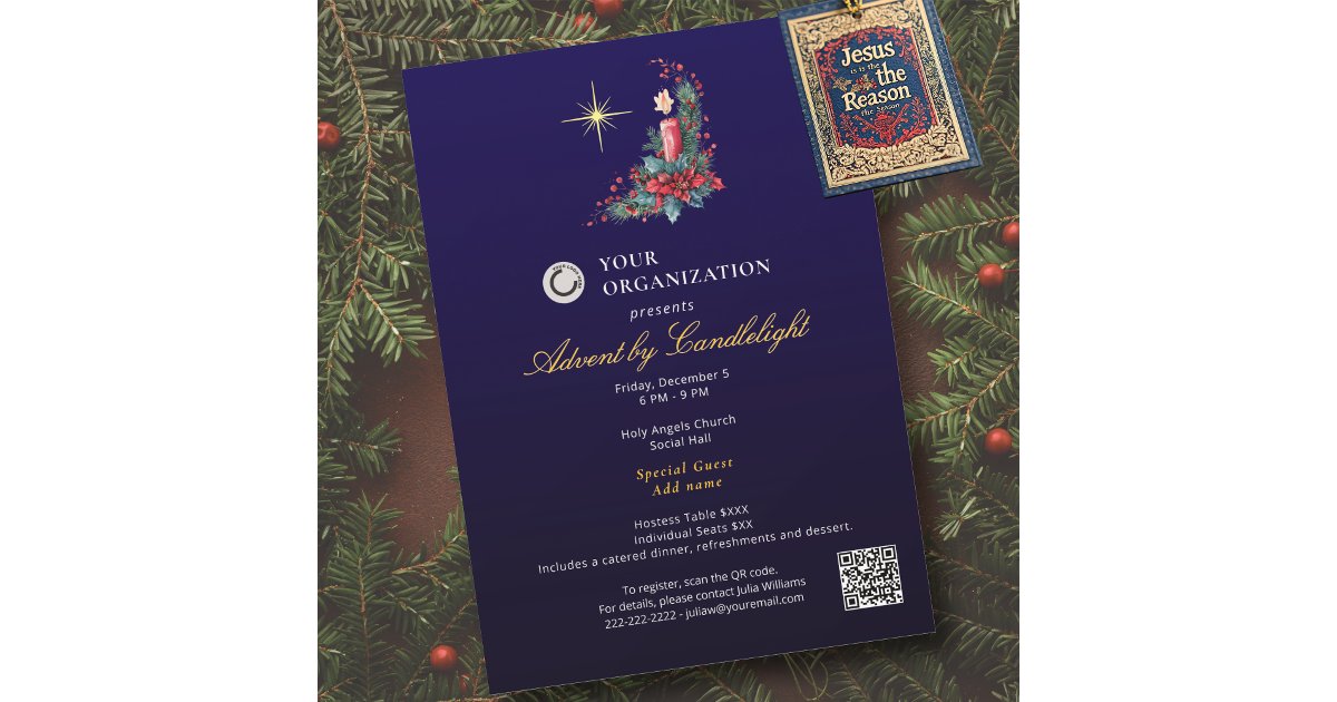 Advent by Candlelight Women Ministry Christmas Invitation | Zazzle
