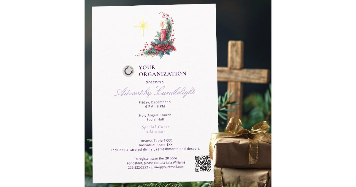 Advent by Candlelight Women Ministry P Christmas Invitation | Zazzle