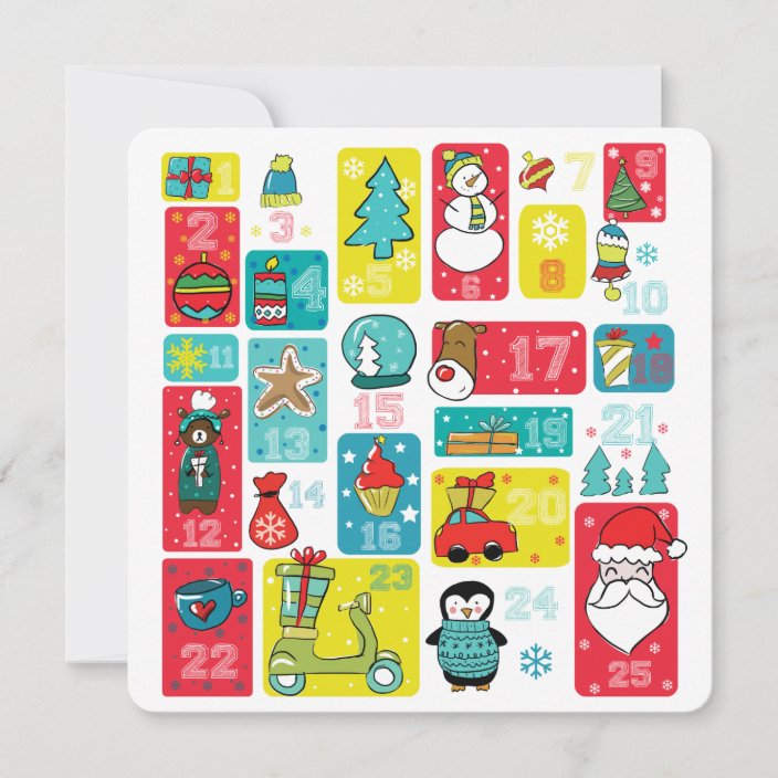 Advent Calendar Christmas Cartoon Holiday Card | Zazzle.com