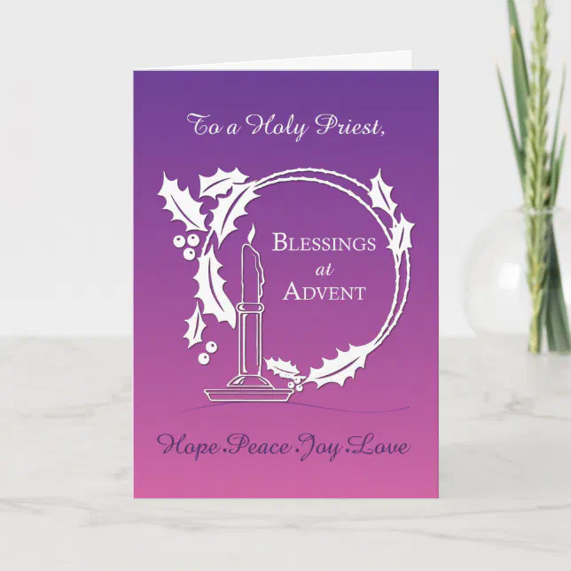 Advent to Priest Blessings Wreath Candle Purple Card | Zazzle