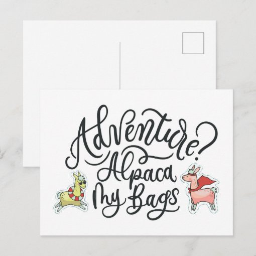 Adventure? Alpaca My Bags Postcard | Zazzle