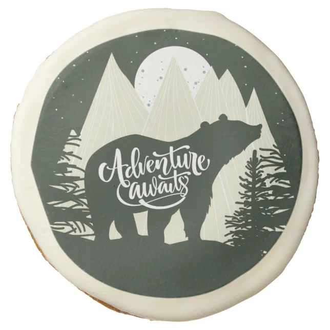 Adventure Awaits Bear Baby Shower Sugar Cookie | Zazzle