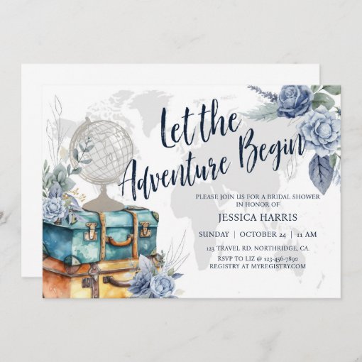 Adventure awaits Bridal shower, Travel theme Invitation | Zazzle