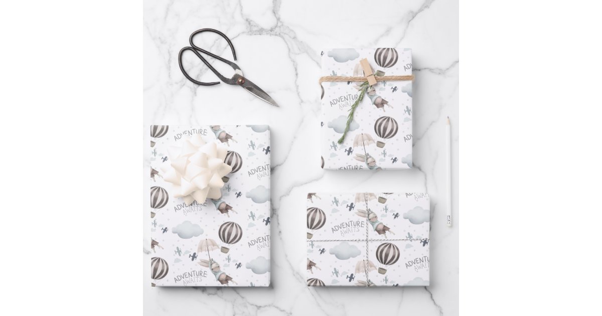 Adventure Awaits Bunny Wrapping Paper Sheets | Zazzle