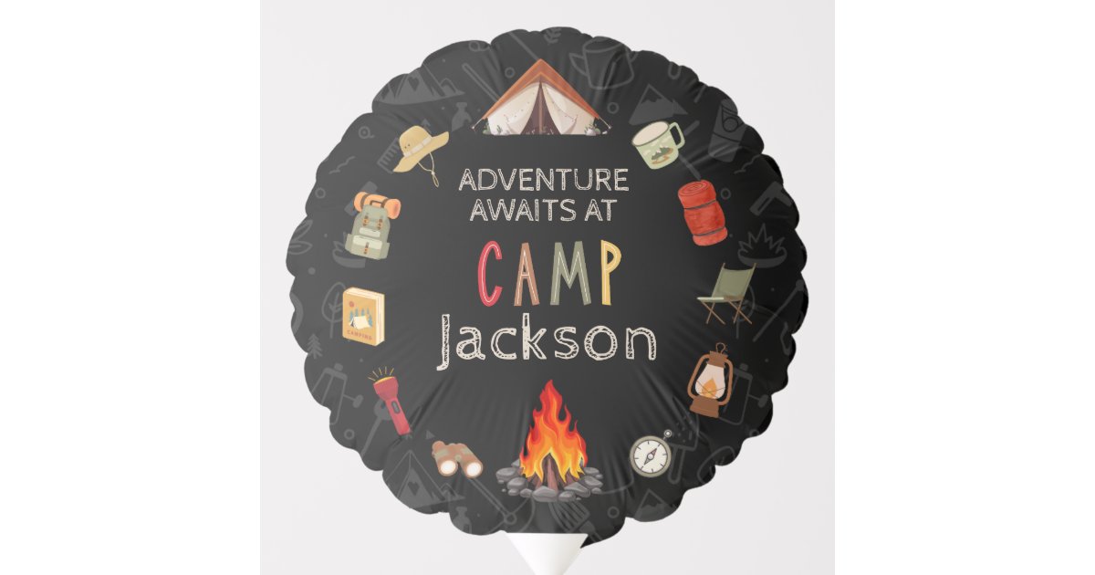Adventure Awaits Camp Birthday Balloon | Zazzle