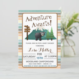 Adventure Awaits Camping Baby Shower Invitation | Zazzle