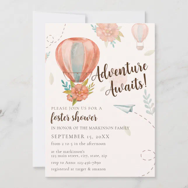 Adventure Awaits Foster Baby Shower Neutral Invitation | Zazzle