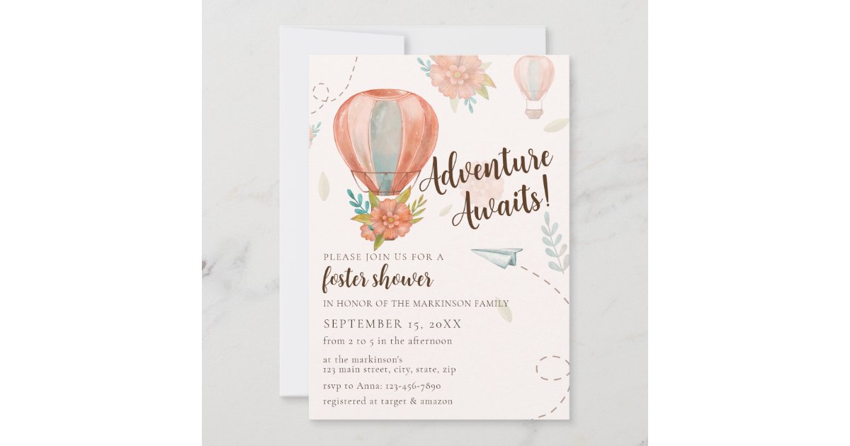 Adventure Awaits Foster Baby Shower Neutral Invitation | Zazzle