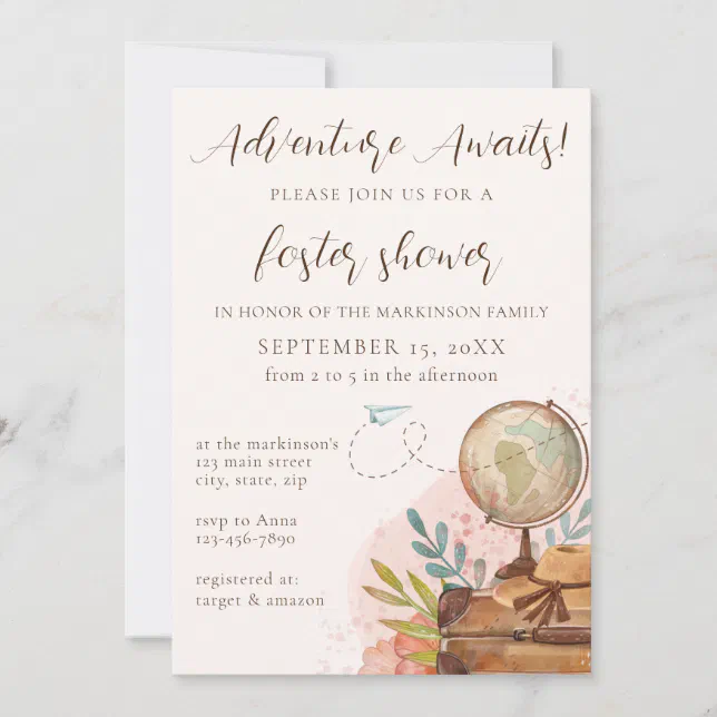 Adventure Awaits Foster Shower Neutral Invitation | Zazzle