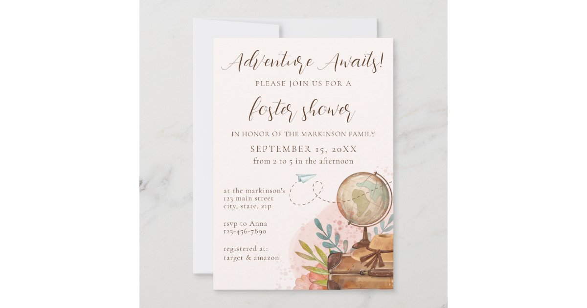 Adventure Awaits Foster Shower Neutral Invitation | Zazzle