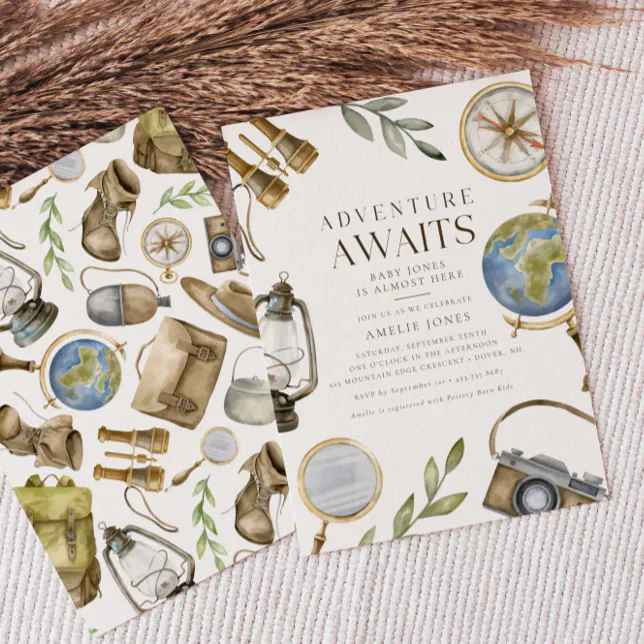 Adventure Awaits Gender Neutral Baby Shower Invitation | Zazzle